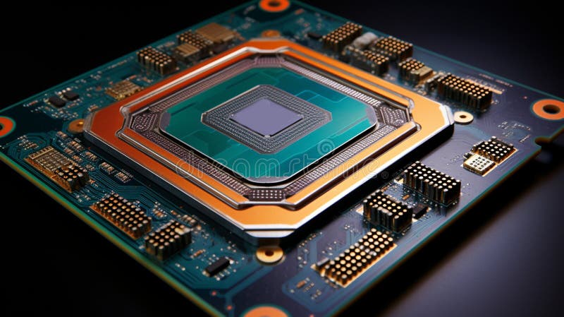 Futuristic Electronic Board with Cpu 3d Render Generative AI Stock ...