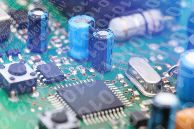 Futuristic Electronic Circuit Board with Binary Code. Network and Big ...