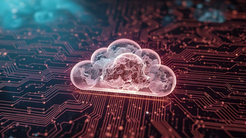 A Futuristic Electronic Circuit Board with a Blue Fractal Pattern ...