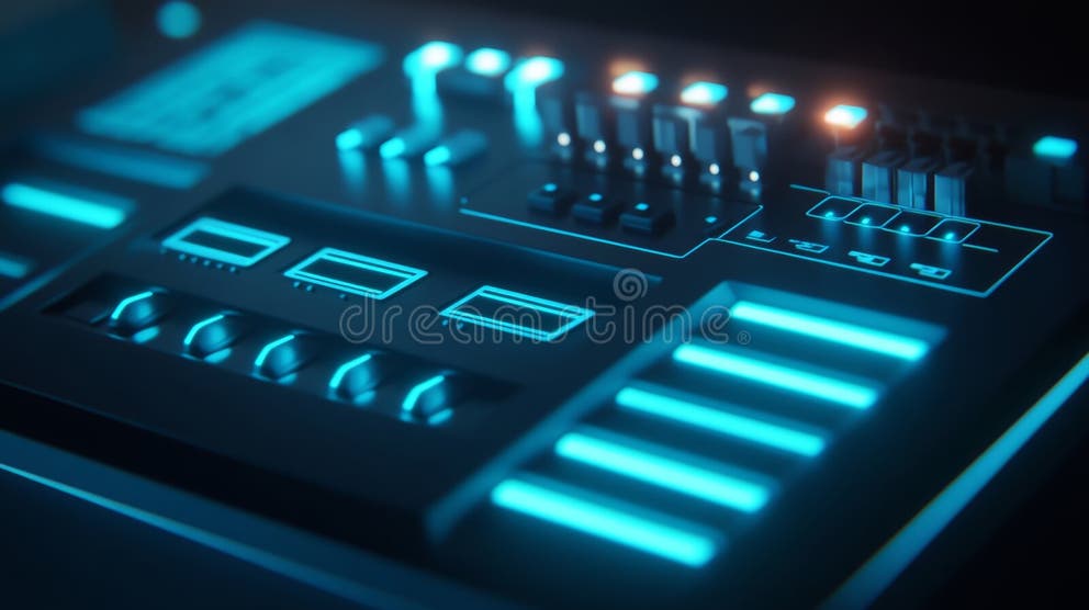 Futuristic Electronic Control Panel with Glowing Blue Lights and ...