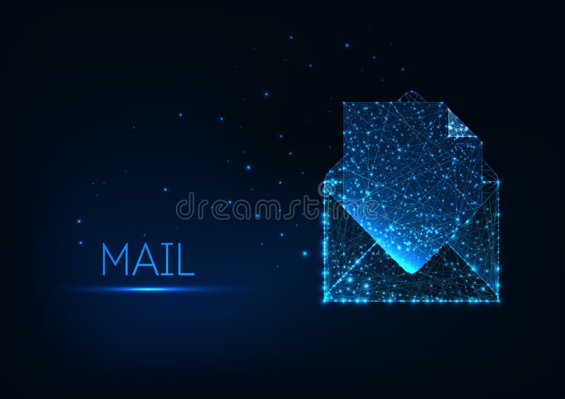 Futuristic Electronic Mail Documentation Concept with Glowing Low Poly ...