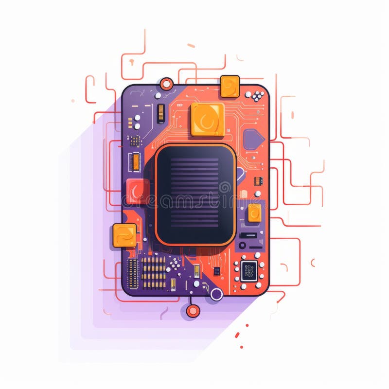 Futuristic Electronics Board Illustration for Mobile App Development ...