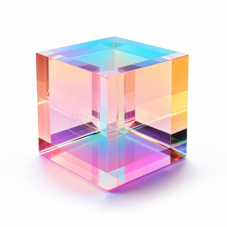 Futuristic Elegance: Iridescent Cube on White Background Unveiled Stock ...