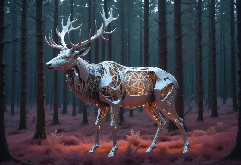 The Futuristic Elegance of a Robotic Elk in a Digitized World Stock ...