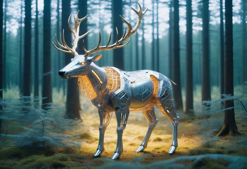 The Futuristic Elegance of a Robotic Elk in a Digitized World Stock ...