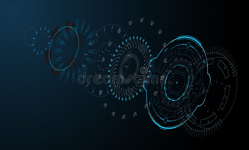 Futuristic Elements in a Technical Drawing Stock Vector - Illustration ...