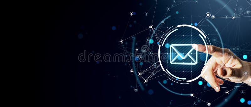 Futuristic Email Communication Concept with Digital Network Interface ...