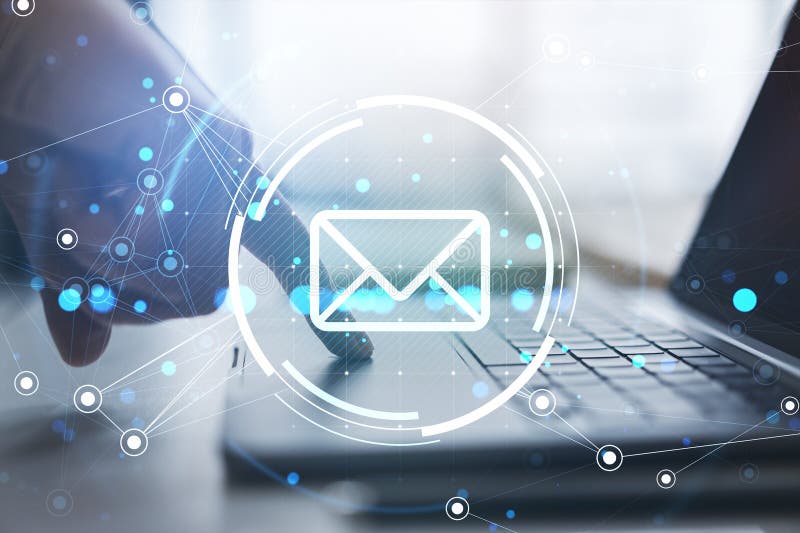 Futuristic Email Communication Technology with Glowing Digital Symbols ...