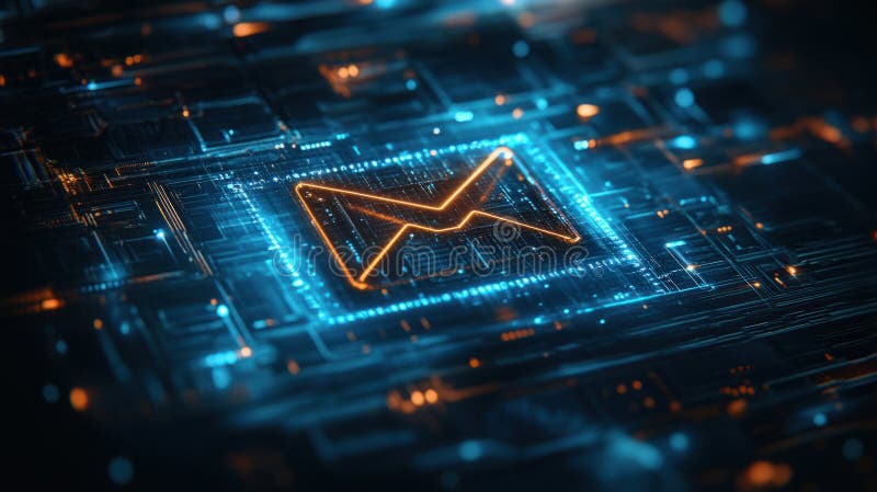 Futuristic Email, a Modern Digital Email Icon Against a Tech-inspired ...