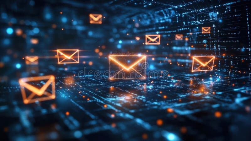 Futuristic Email, a Modern Email Interface Featuring Bright, Glowing ...