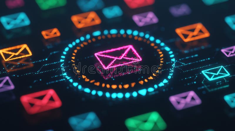 Futuristic Email Network Digital Communication Global Connectivity ...