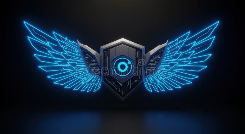 Cybernetic Wings Emblem stock illustration. Illustration of purple ...