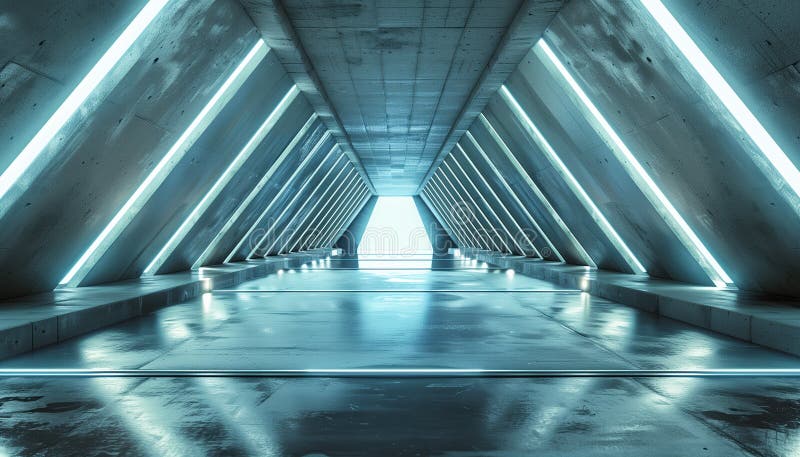 Futuristic Empty Floor and Room Sci-Fi Corridor with Light: Showcase ...