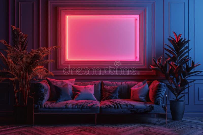 Futuristic Empty Frame in Metallic Colors Stock Illustration ...