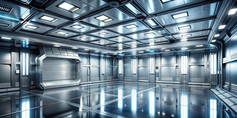 Futuristic Empty Metal Room Design Stock Illustration - Illustration of design, surface: 363184272