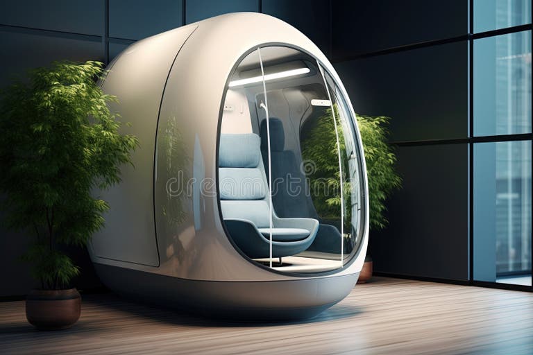 Futuristic Empty Office Pod Capsule Room for Concentrate Work in ...