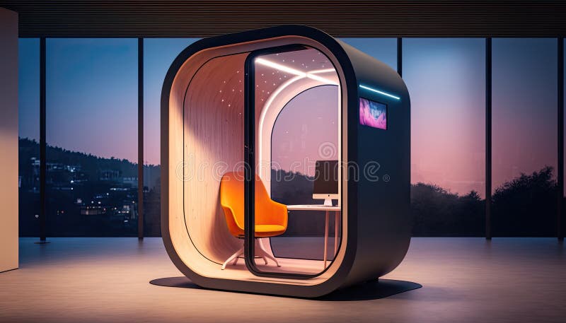 Futuristic Empty Office Pod Capsule Room for Concentrate Work in ...