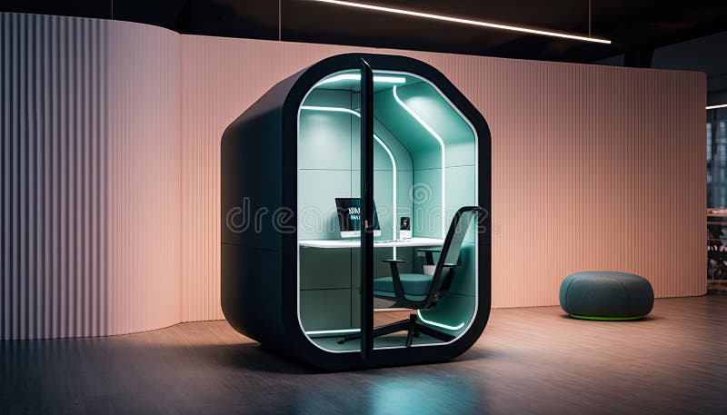 Futuristic Empty Office Pod Capsule Room for Concentrate Work in ...