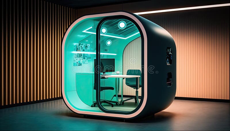 Futuristic Empty Office Pod Capsule Room for Concentrate Work in ...