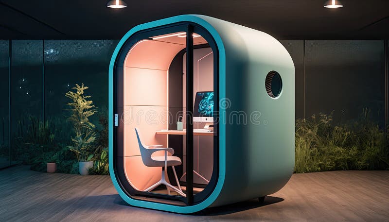 Futuristic Empty Office Pod Capsule Room for Concentrate Work in ...