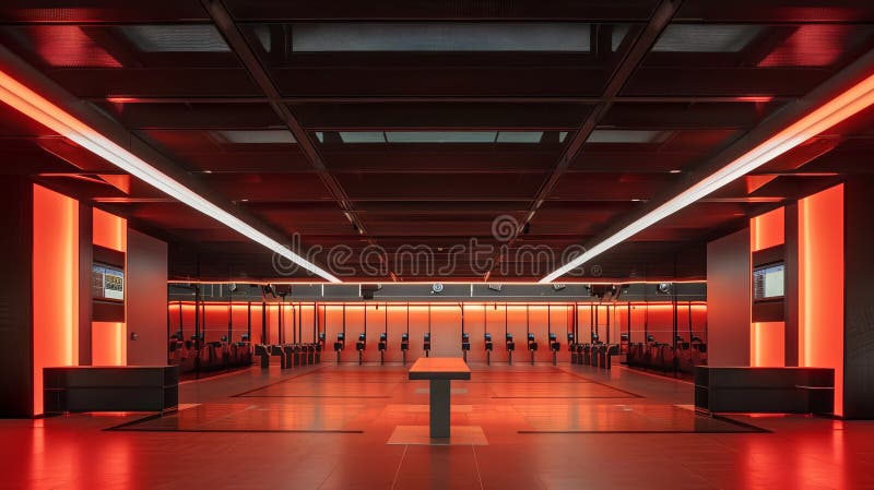 Futuristic Empty Shooting Range with Neon Lights and Targets: Concept ...