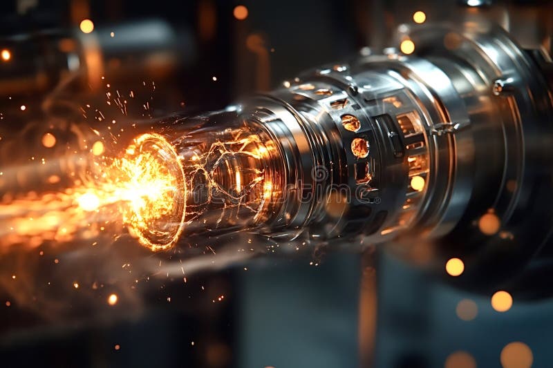 Futuristic Energy Beam Emitting from Technological Device with Sparks ...