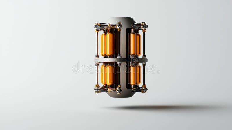 A Futuristic Energy Cell Design Featuring Orange Components and a Sleek ...