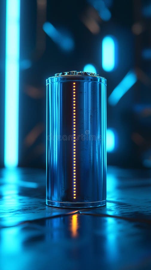 Futuristic Energy Cell Illuminated Cylinder Power Source in a Sci Fi ...