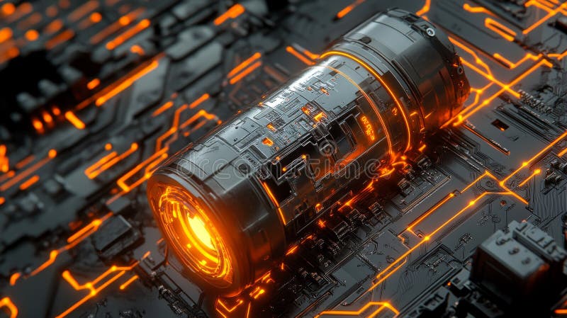 Futuristic Energy Core on Advanced Circuitry Stock Photo - Image of ...