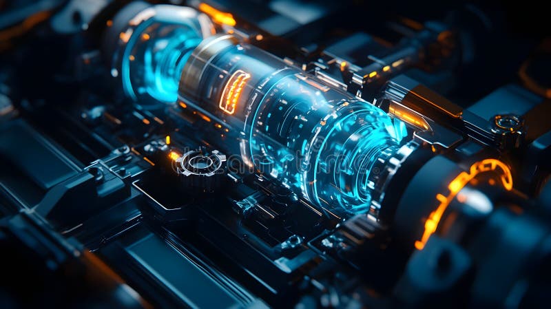 Futuristic Energy Core with Blue and Orange Glowing Elements in High ...