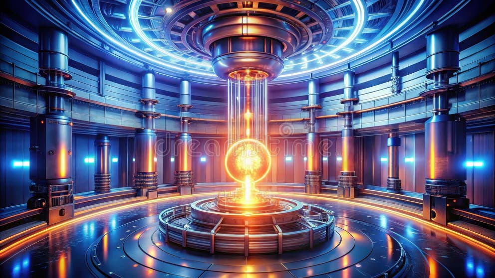Futuristic Energy Core Chamber a Glowing Orb Suspended within a ...