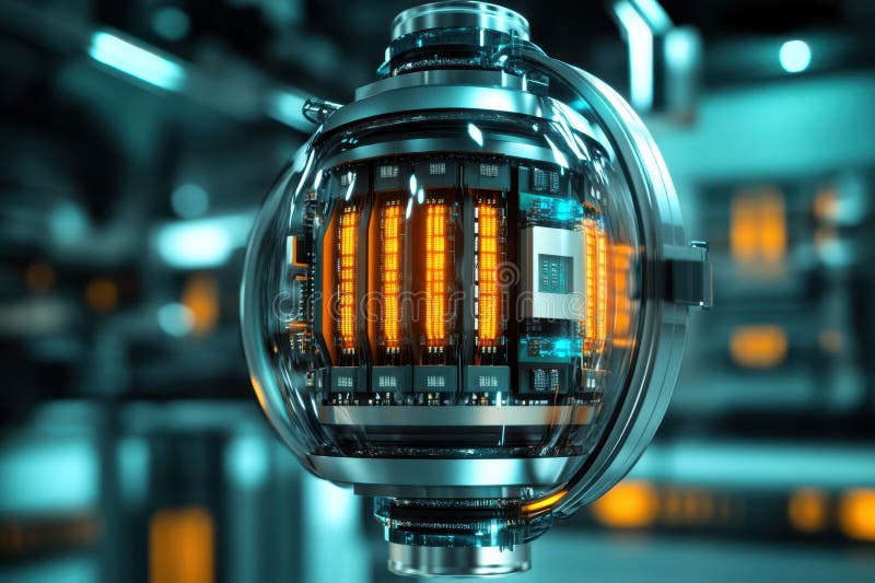 Futuristic Energy Core with Glowing Components in a High-tech ...