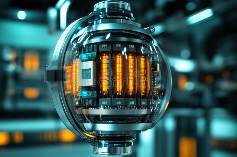 Futuristic Energy Core with Glowing Components in a High-tech ...