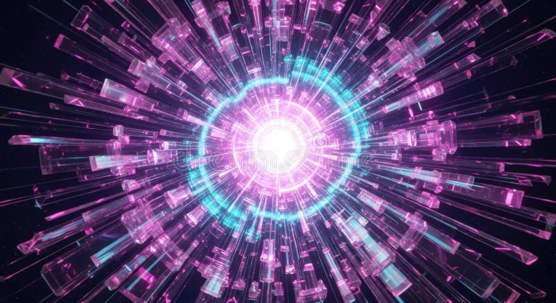 Futuristic Energy Core with Glowing Pink and Blue Light and Radiating ...