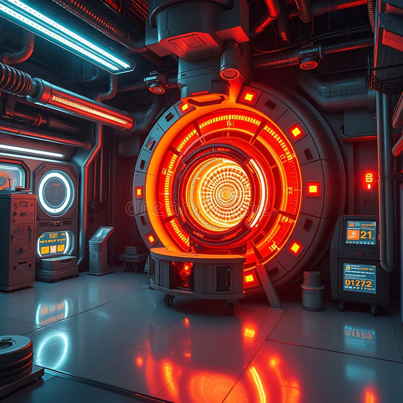 A Futuristic Energy Core Glowing in a Sci Fi Laboratory Stock Illustration - Illustration of ...