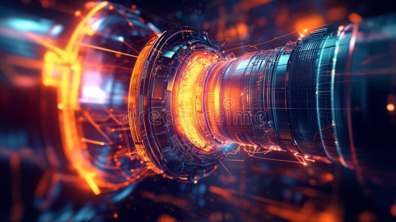 Futuristic Energy Core Glowing with Vibrant Colors in a Dark ...