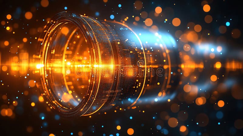 Futuristic Energy Core Glows, Digital Particles Background, Tech ...