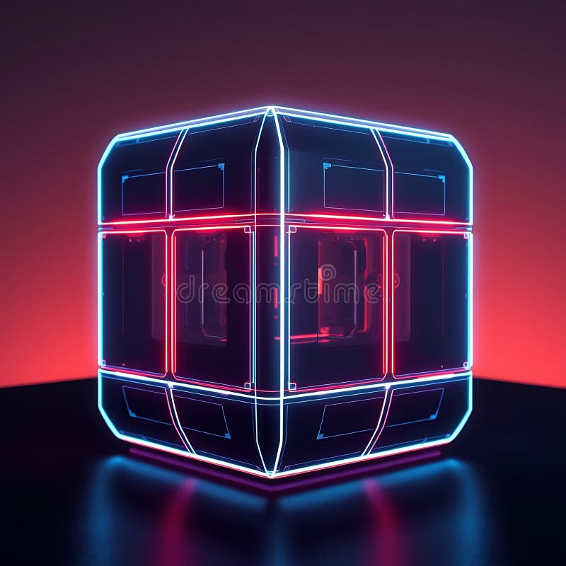A Futuristic Energy Cube with a Pulsating Glow Stock Illustration ...