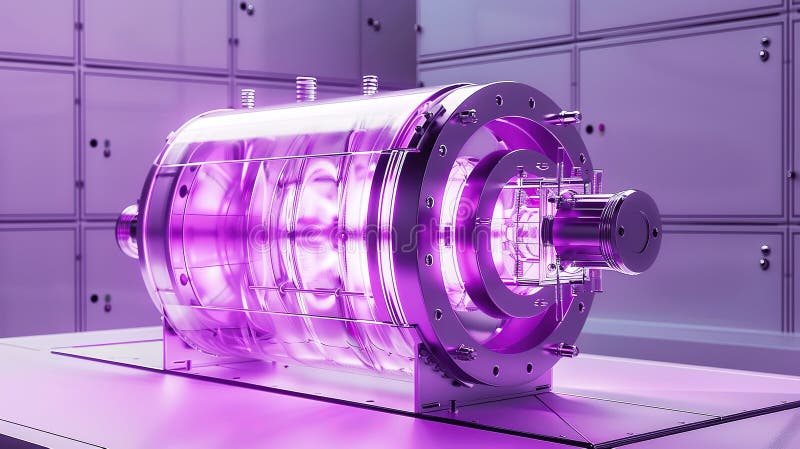 Futuristic Energy Device with Purple Light in Laboratory Space Stock ...
