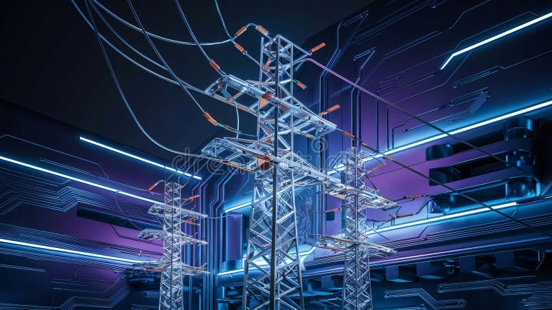 Futuristic Energy Grid, Abstract Power Towers and High Quality Image ...