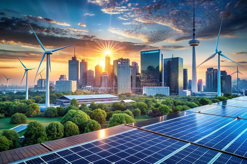 A Futuristic Energy Grid Powered by Advanced Solar Panels Stock ...