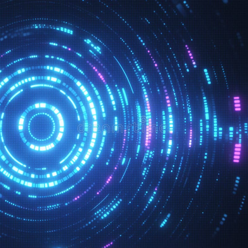Futuristic Energy Pattern with Bright Blue Flying Circles and Dots ...