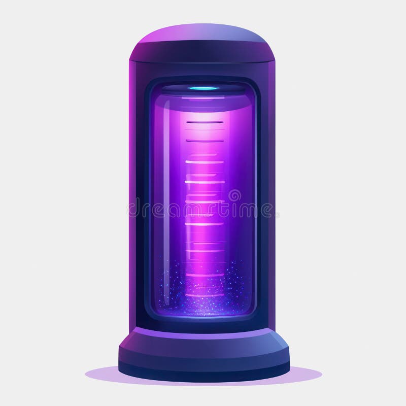 Futuristic Energy Pod with Glowing Purple Lights, Science Fiction ...
