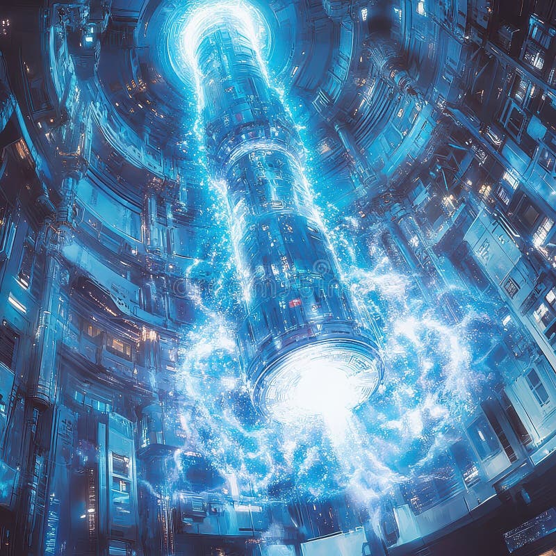 Futuristic Energy Portal Inside High-Tech Sci-Fi Structure Stock Image ...