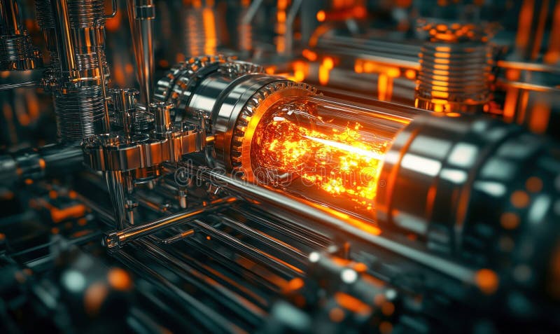 Futuristic Energy Reactor with Glowing Core Stock Illustration ...