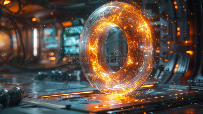 Futuristic Energy Ring in Sci-fi Lab - Generative Ai Stock Illustration ...