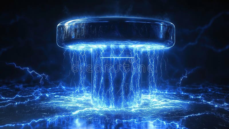 Futuristic Energy Source Charging, Dark Background, Lightning Stock ...