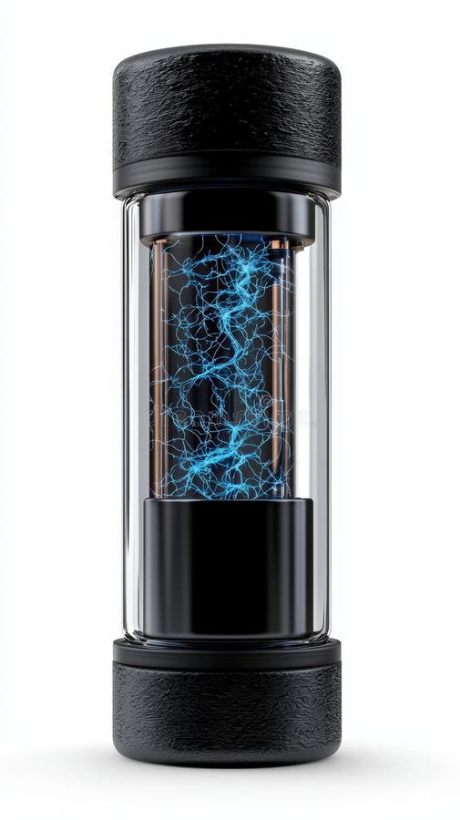 Futuristic Energy Source with Glowing Blue Plasma Inside a Cylindrical ...