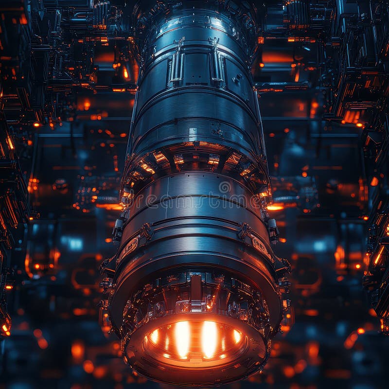 Futuristic Energy Source with Glowing Core in Abstract Environment ...