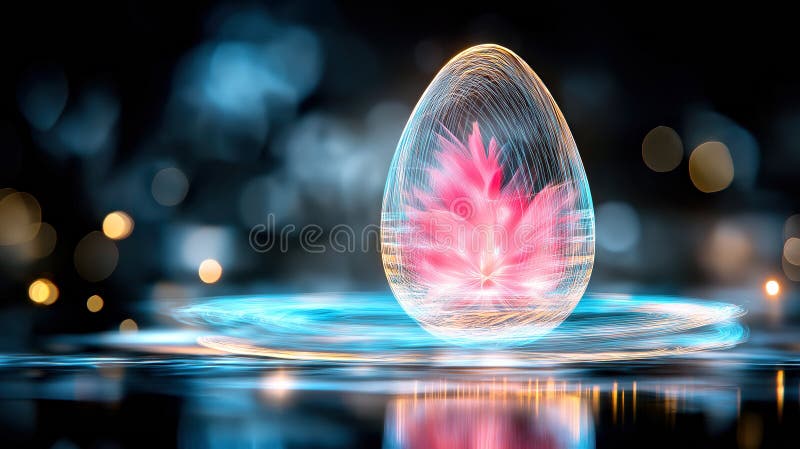 Futuristic Energy Sphere with Abstract Floral Design in Vibrant Neon ...